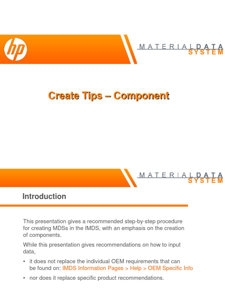 Imds Create Mds Tips Component Pdf Polymers Elastomer