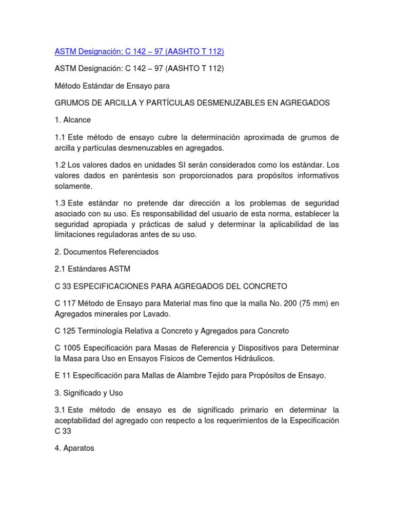 Método ASTM C 142: Grumos de Arcilla | PDF | Arcilla | Naturaleza