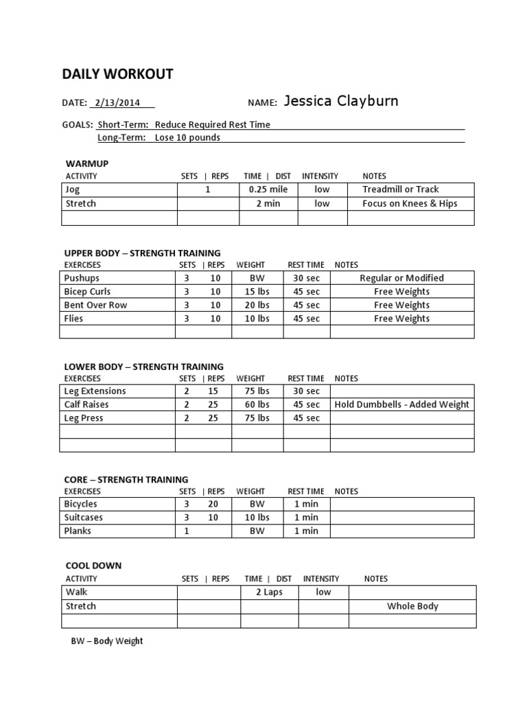 Daily Workout: Jessica Clayburn | PDF