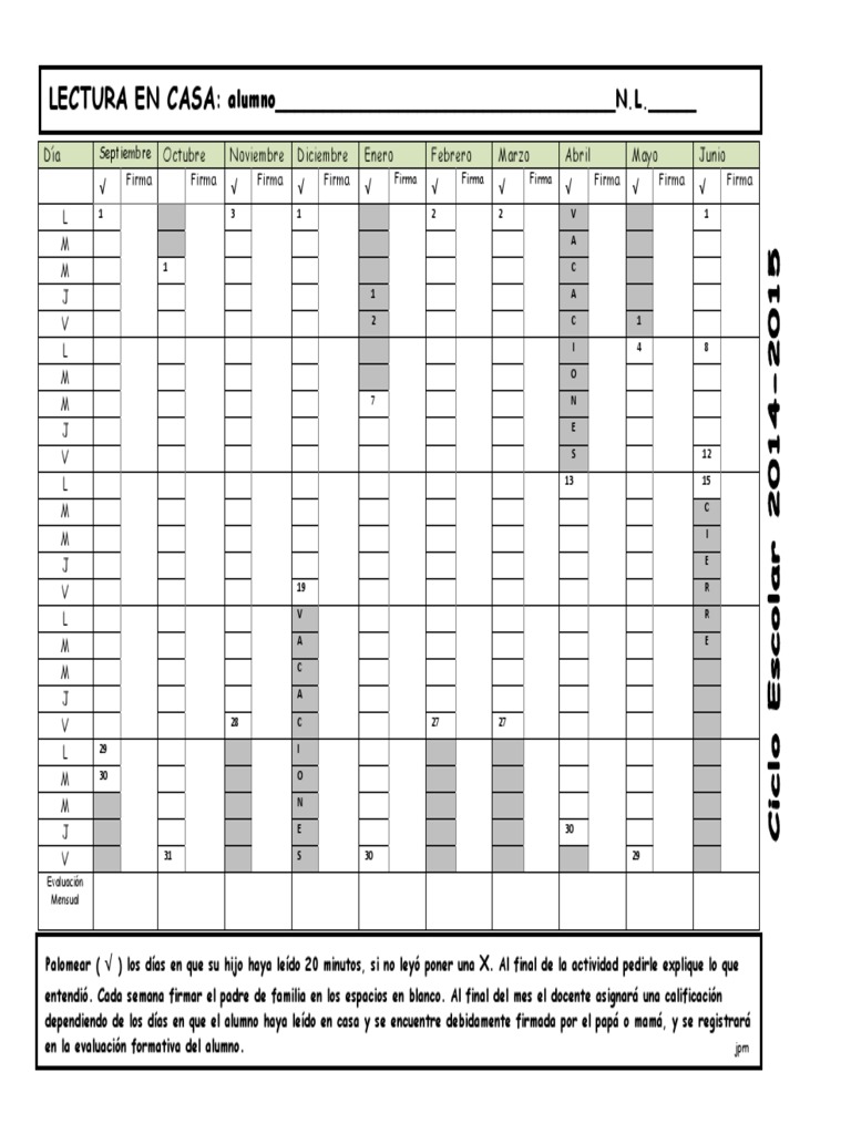 Formato Registro de Lectura en Casa | PDF
