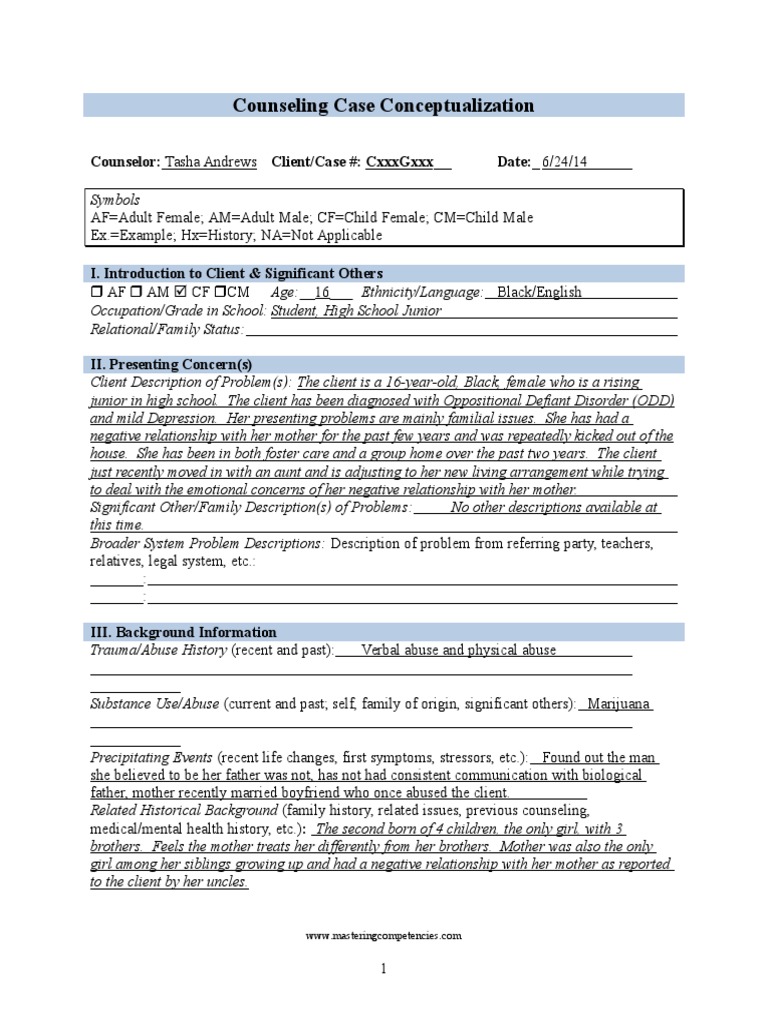 Counseling Case Conceptualization Andrews Final | PDF | Psychology ...