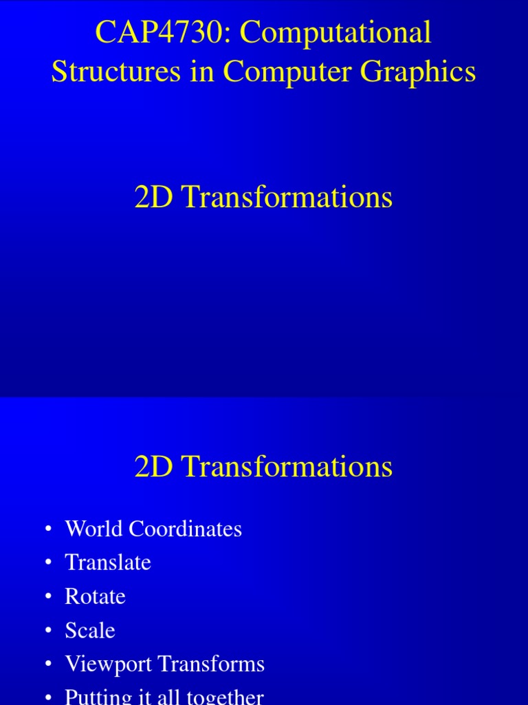 2d Transformations | PDF | 2 D Computer Graphics | Space