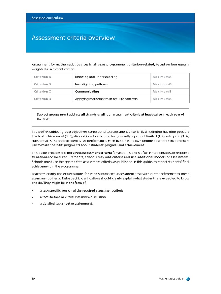 Myp 1 Math Criterion Online | PDF | Educational Assessment | Teaching ...