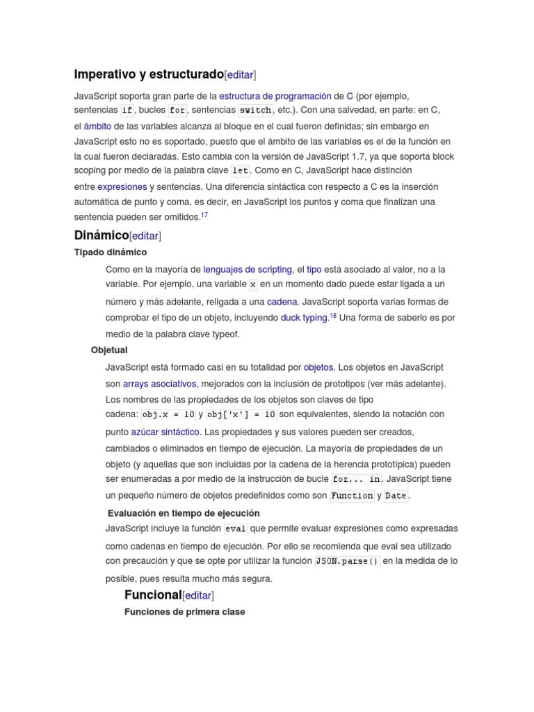 Características Principales de JavaScript | PDF | Script Java | Clase ...