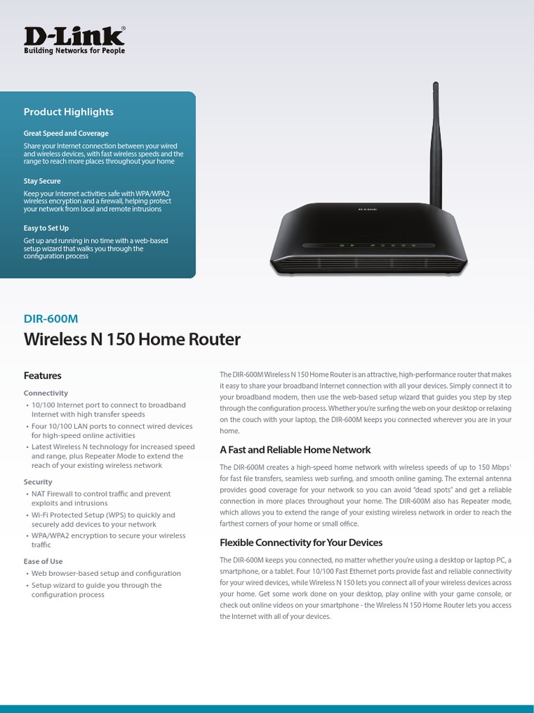 DIR-600M C1 Datasheet 01 (HQ) | PDF | Wi Fi | Ieee 802.11
