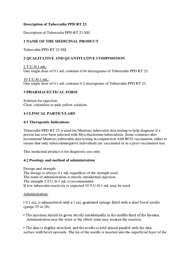 Tuberculin PPD RT 23 | PDF | Immunology | Medical Specialties