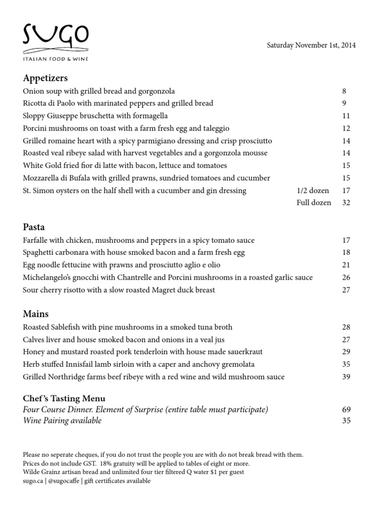 Appetizers: Chef's Tasting Menu | PDF