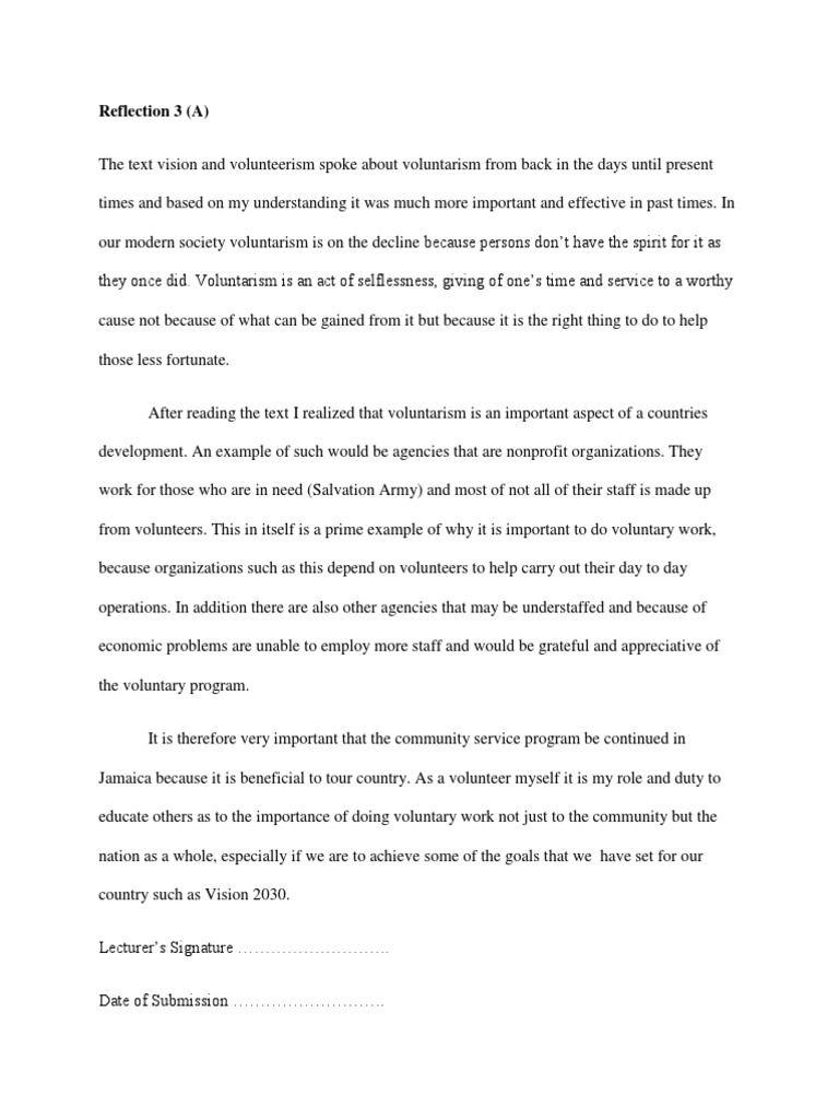 Community Service Reflection | PDF | Volunteering | Sociology