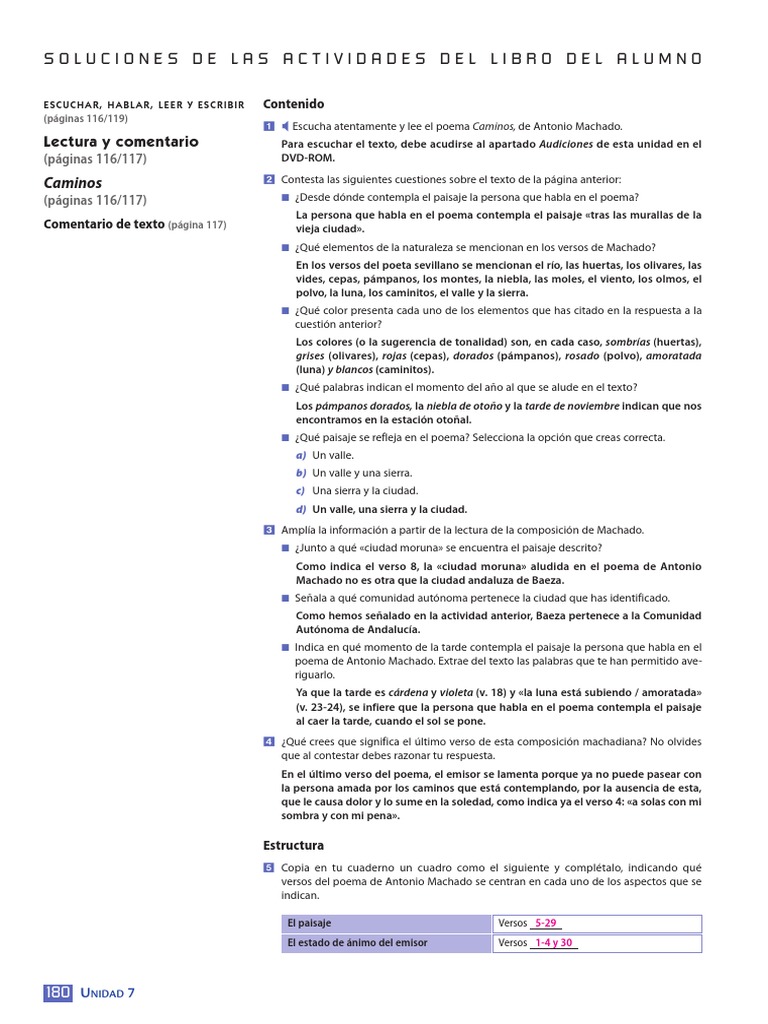 Solucionario-Unidad-7 Lengua PDF | PDF | Adjetivo | Ritmo