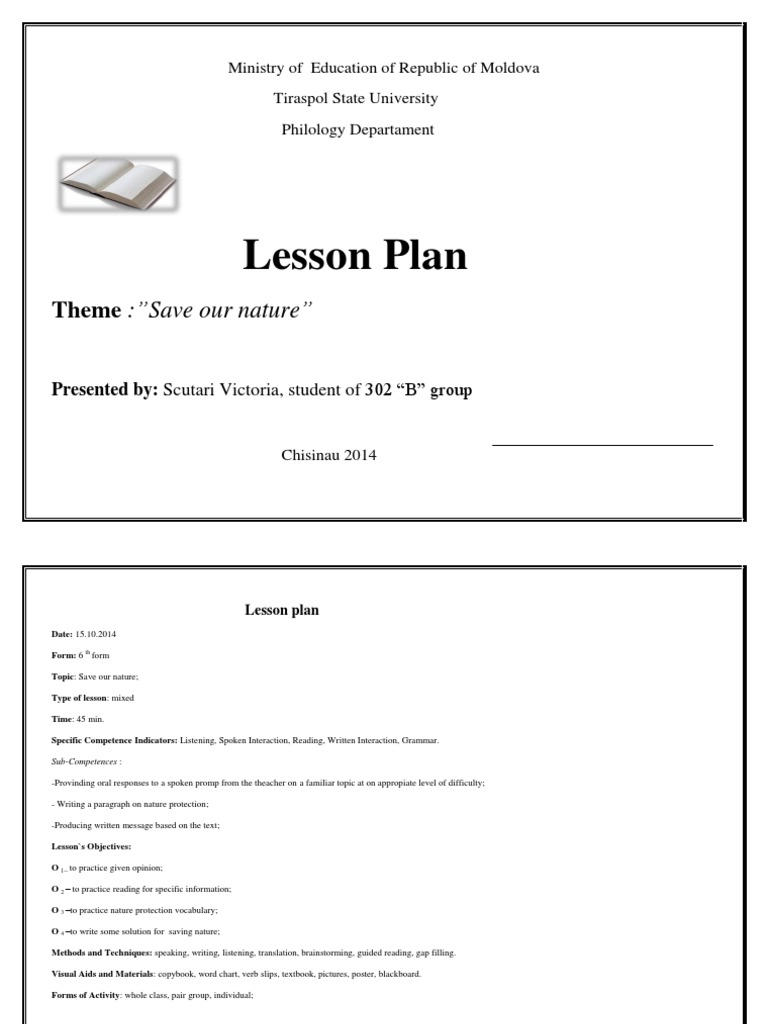 Lesson Plan: Theme:"Save Our Nature" | PDF | Lesson Plan | Reading ...