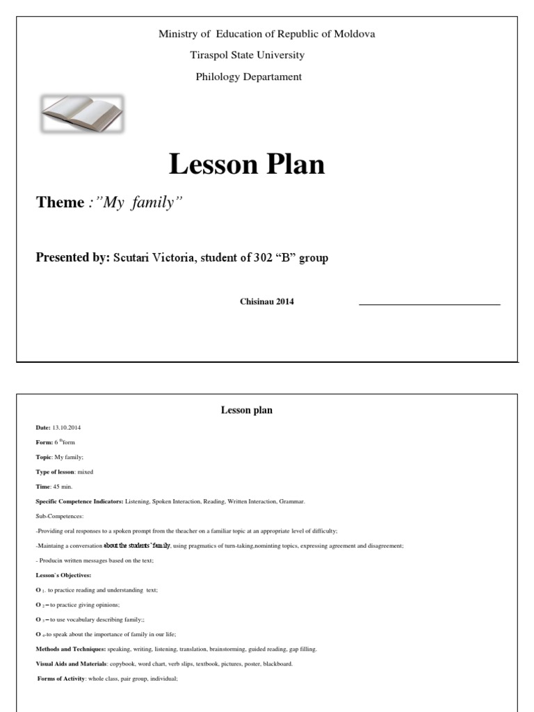 Lesson Plan: Theme:"My Family" | Download Free PDF | Vocabulary ...