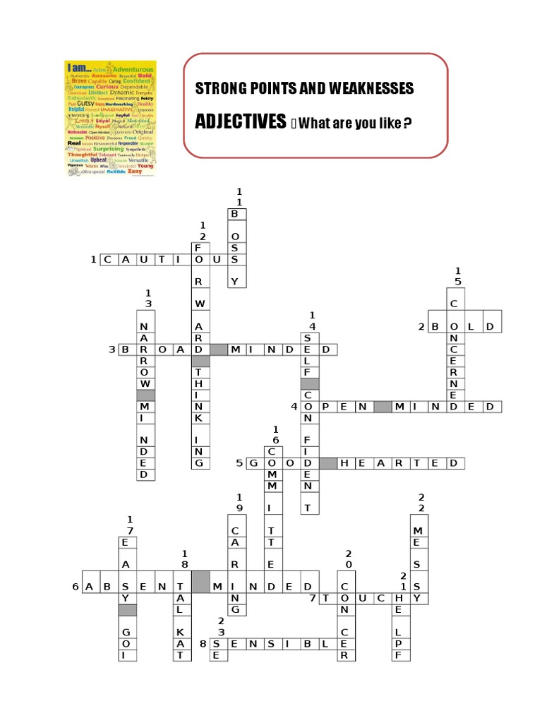Adjectives Crossword Puzzle | PDF