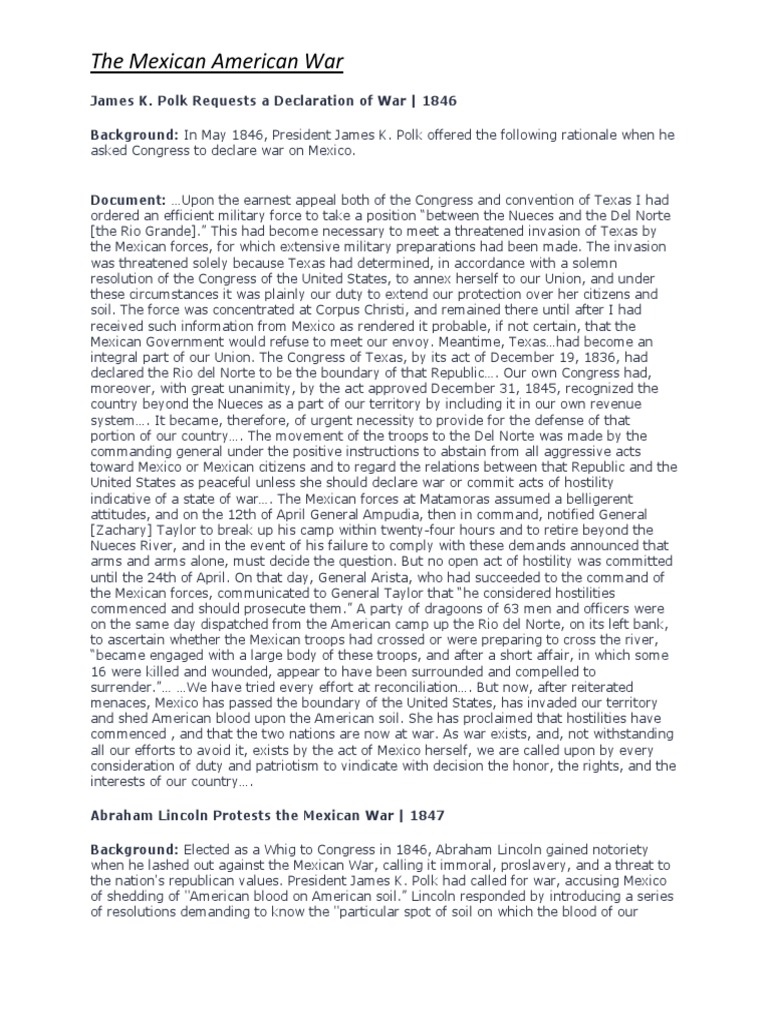 The Mexican American War Reading | PDF | Mexican–American War | Texas