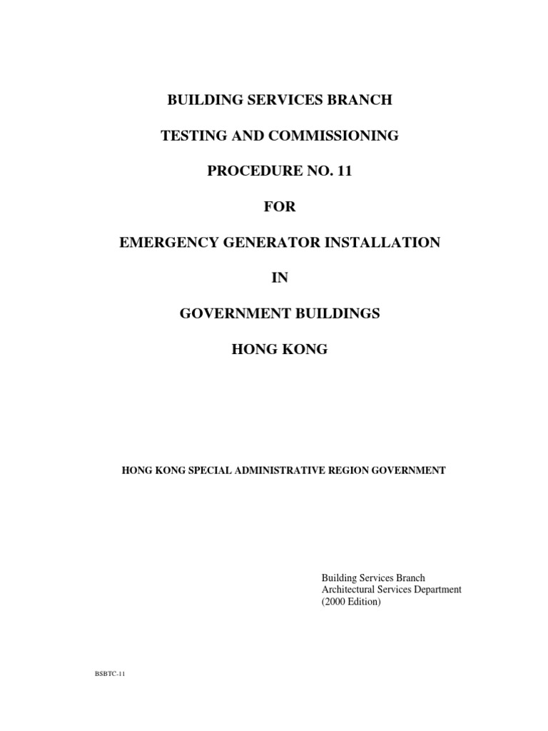 Building Services Branch Testing and Commissioning Procedure No. 11 For ...