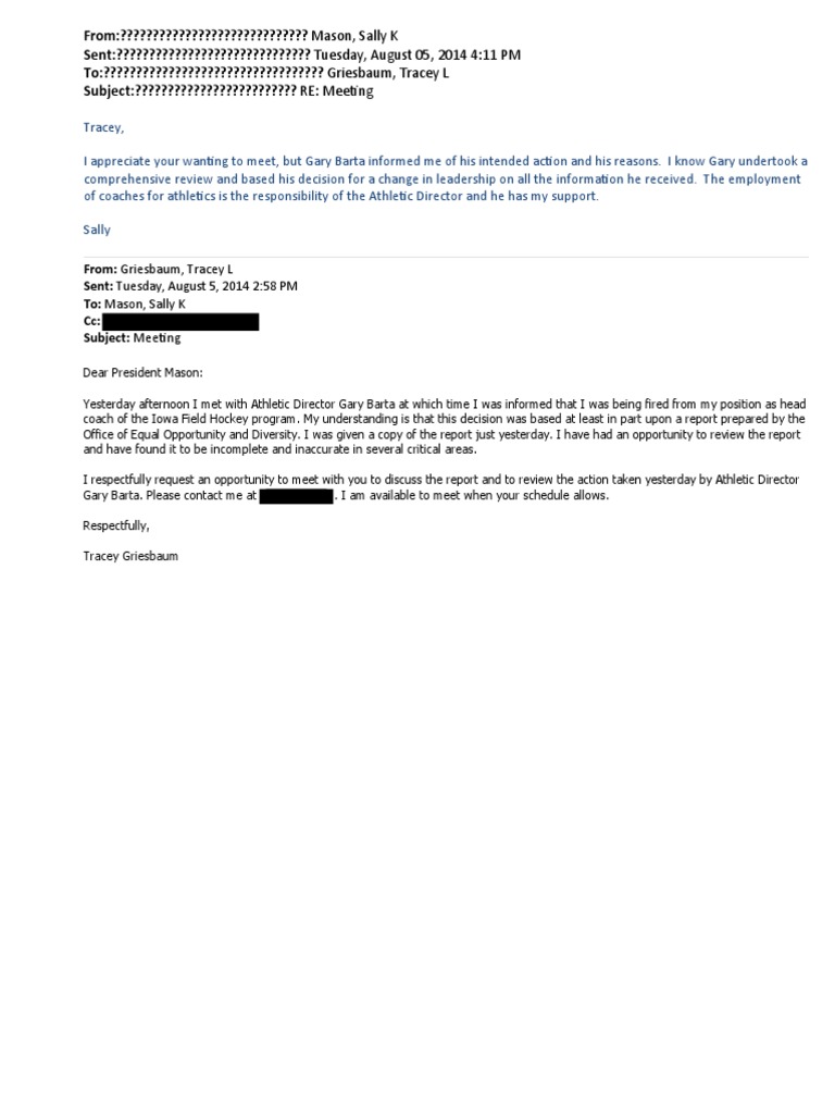 Iowa President Sally Mason Refuses To Meet With Former Field Hockey ...