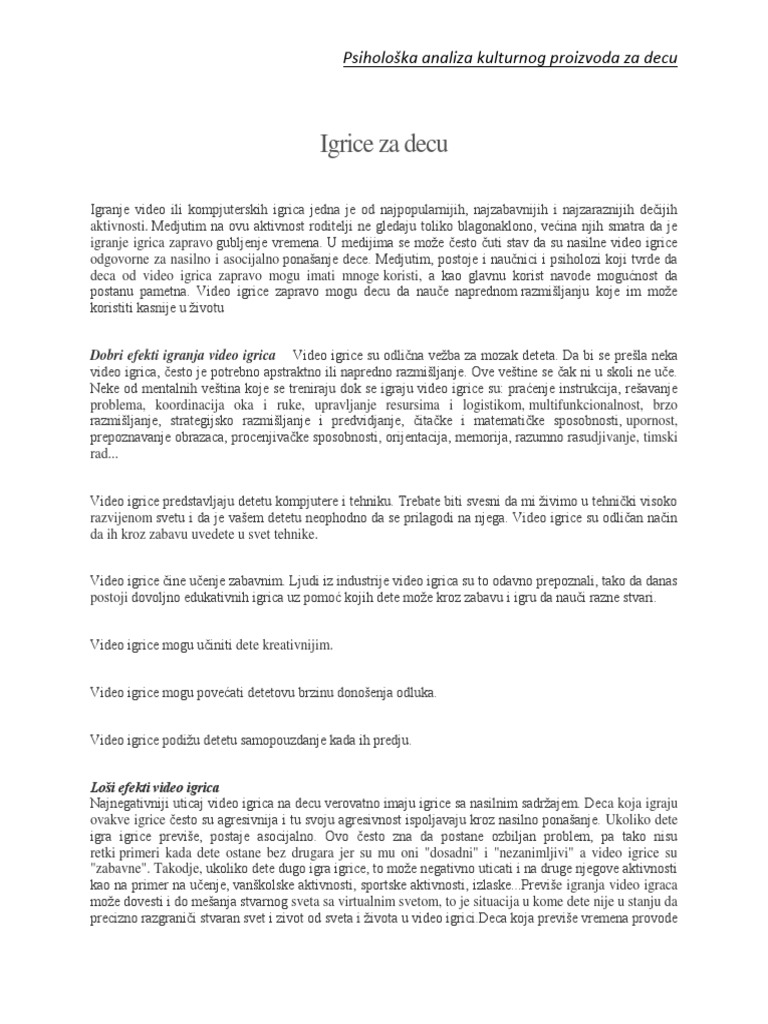 Igrice Za Decu | PDF