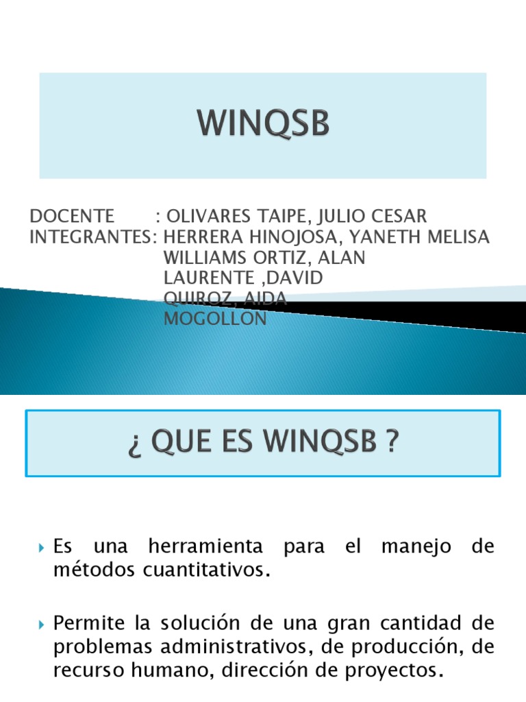 Diapositivas Winqsb (Teoria) | PDF | Programación lineal | Programación ...