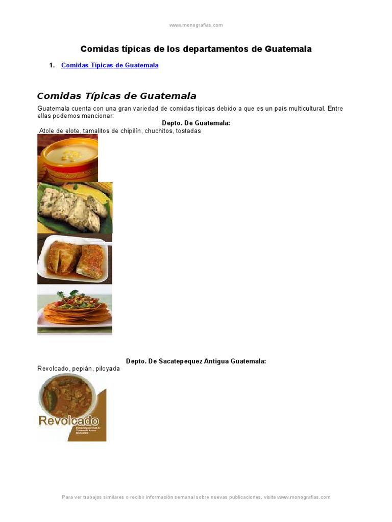 Comidas Tipicas de Guatemala | PDF | Cocina, comidas y vino | Hogar ...