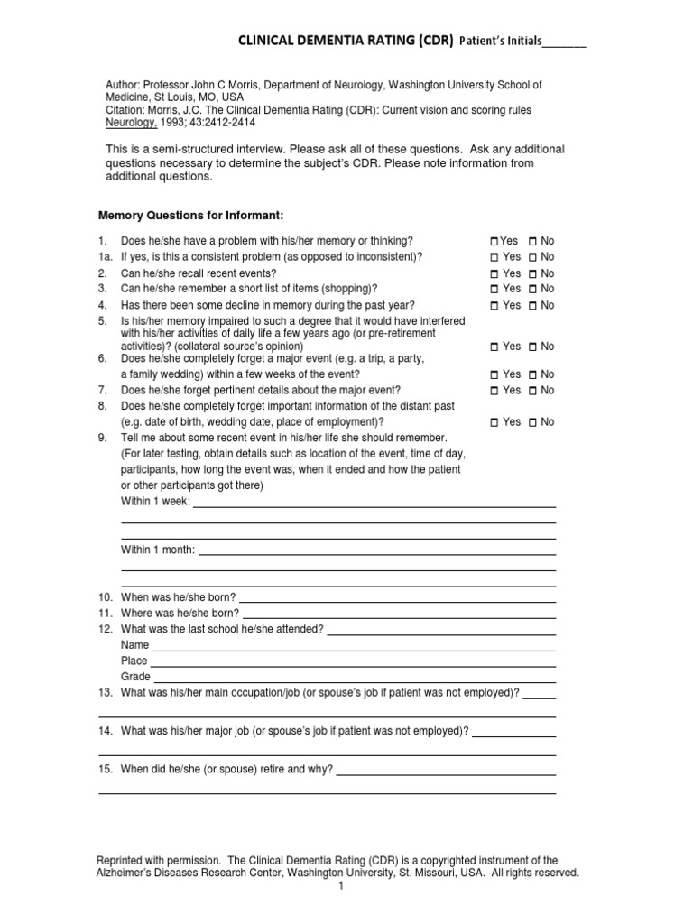 666 CDR - Scale PDF | PDF | Dementia | Alzheimer's Disease