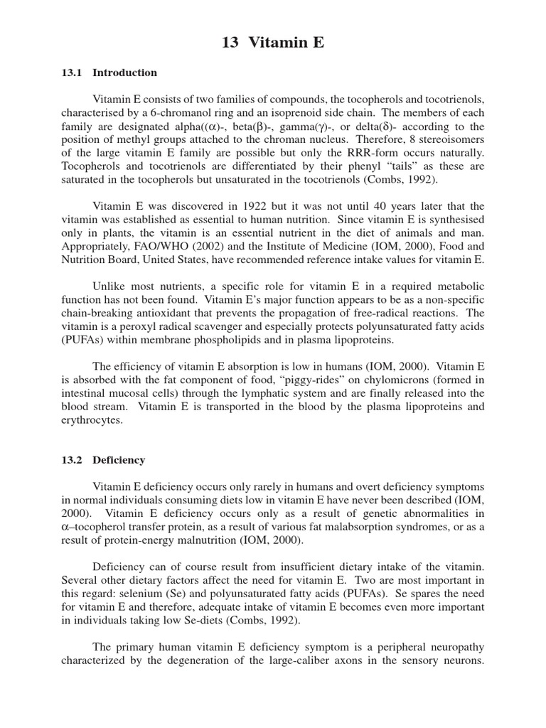 Vitamin E Functions and Food Sources | PDF | Vitamin E | Vitamin