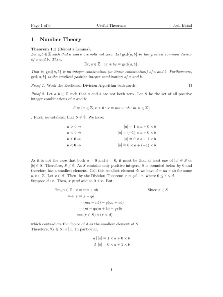Useful Theorems | PDF | Group (Mathematics) | Group Theory