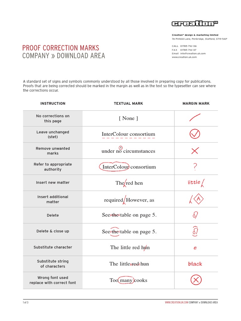 Proof Correction Marks: Company Download Area | PDF | Quotation Mark ...