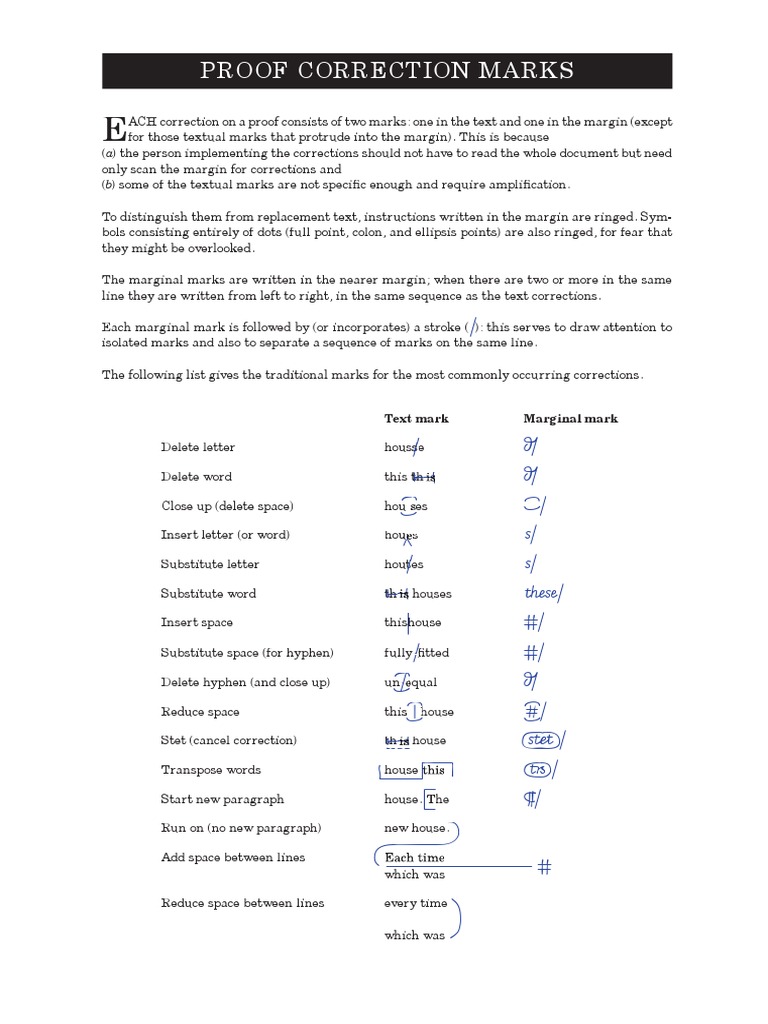 Proof Correction Marks: Text Mark Marginal Mark | PDF | Teaching ...