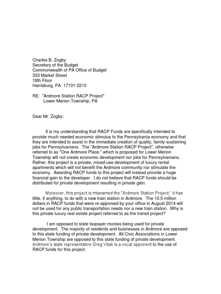 PA Budget Letter | PDF