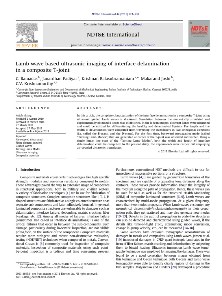 NDT&E International: C. Ramadas, Janardhan Padiyar, Krishnan Balasubramaniam, Makarand Joshi, C ...