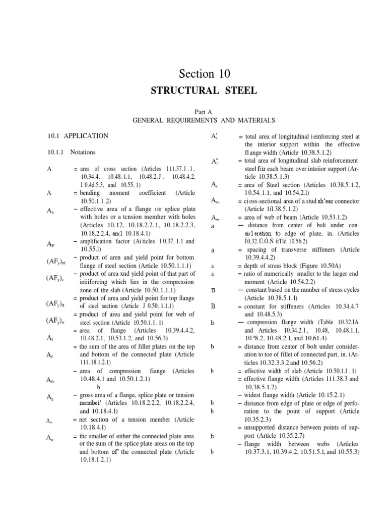 Steel Structural Design Notations | PDF | Bending | Strength Of Materials