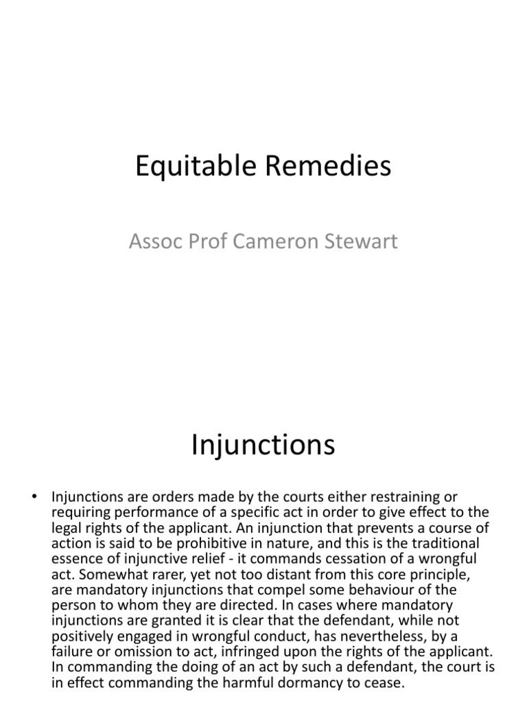 Equitable Remedies | Injunction | Equity (Law)