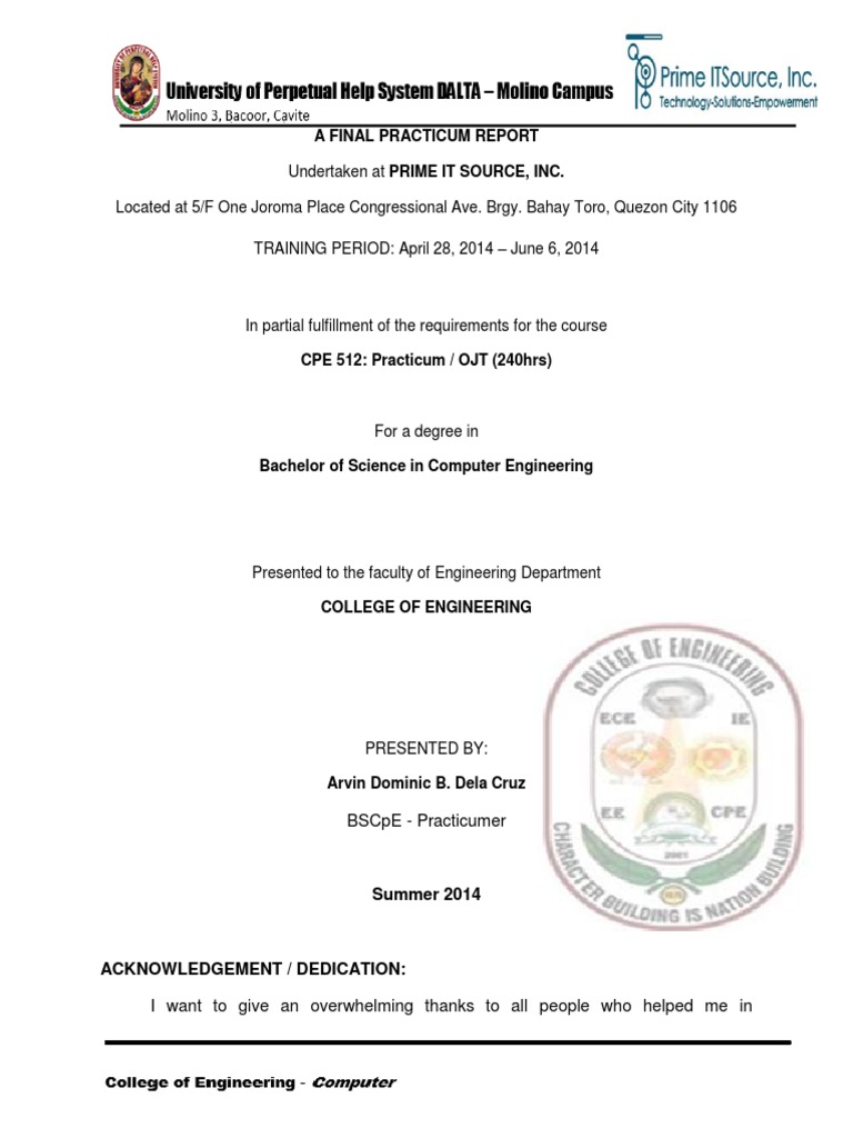 OJT Narrative Report and Dedication | PDF | Personal Computers | Computing