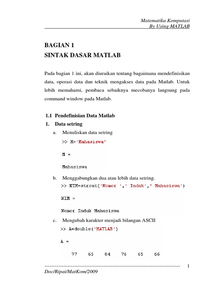 Modul Praktikum Matlab 1 PDF | PDF