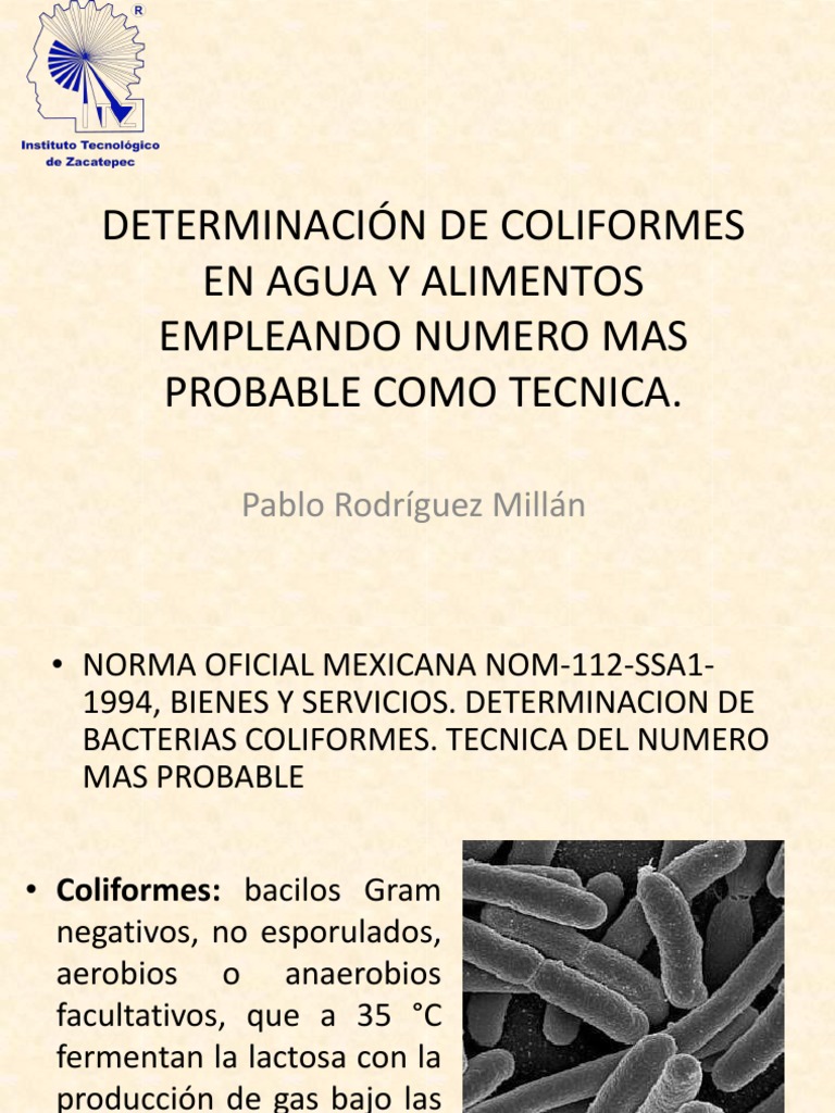 Determinación de Coliformes en Alimentos | PDF | Las bacterias | Agua