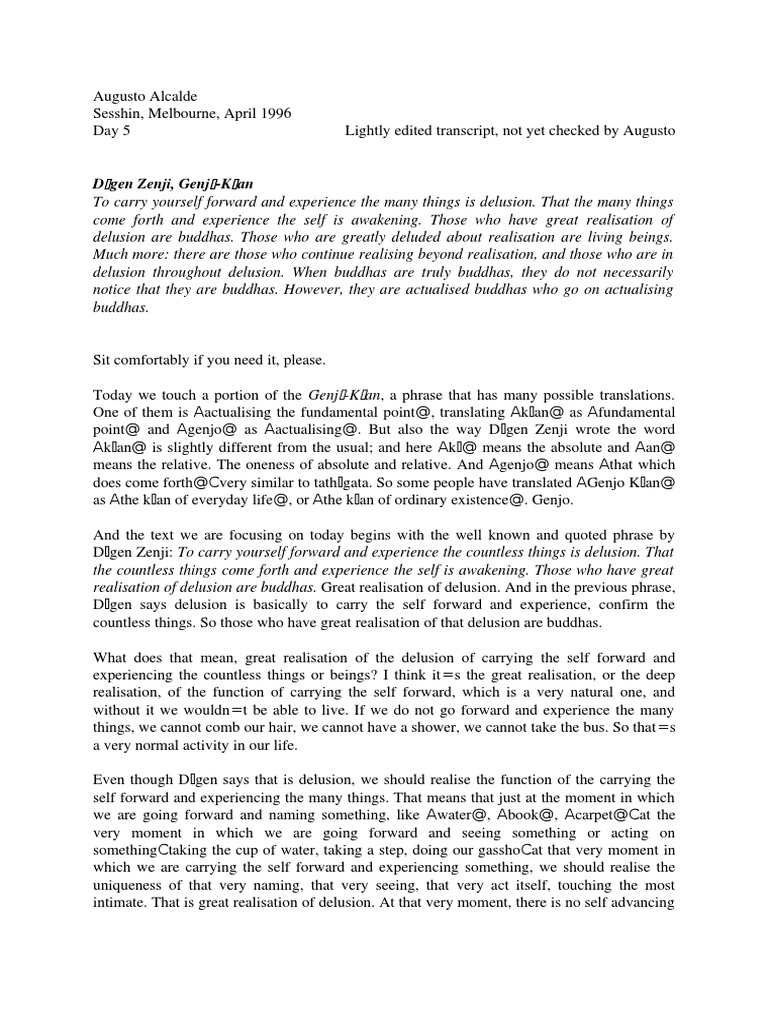 Genjo-Koan (Augusto Alcalde Roshi) | PDF | Buddhahood | Indian Religions