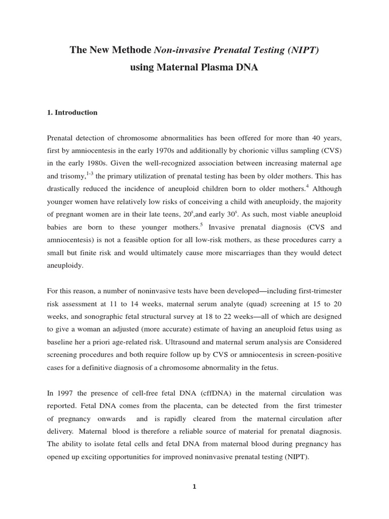 Non-Invasive Prenatal Testing (NIPT) | PDF | Dna Sequencing | Genetics