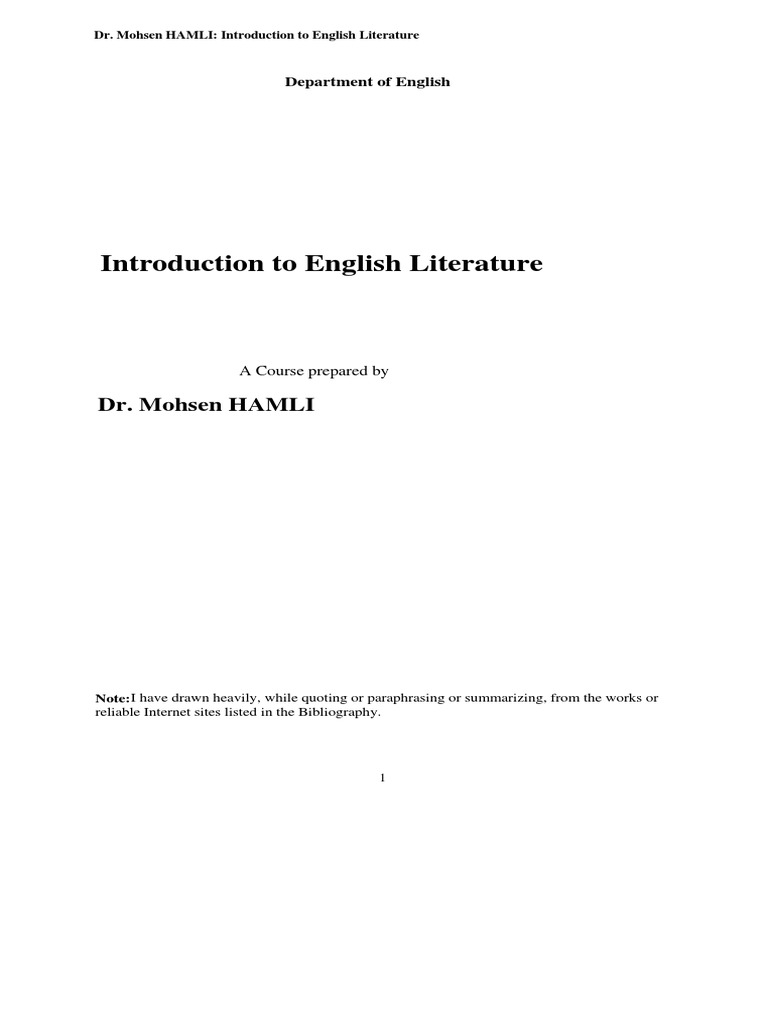 Introduction To English Literature: Dr. Mohsen HAMLI | PDF | Beowulf ...