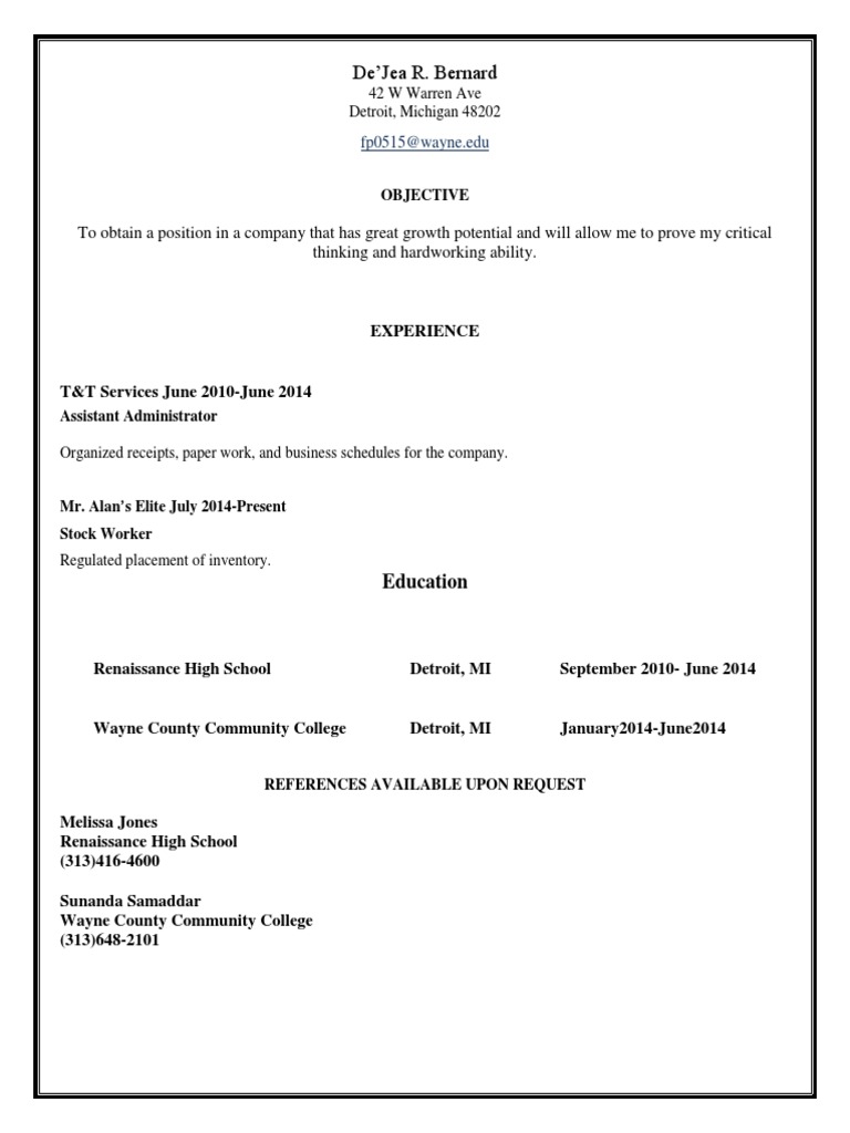 Dej Resume 2 Vita | PDF