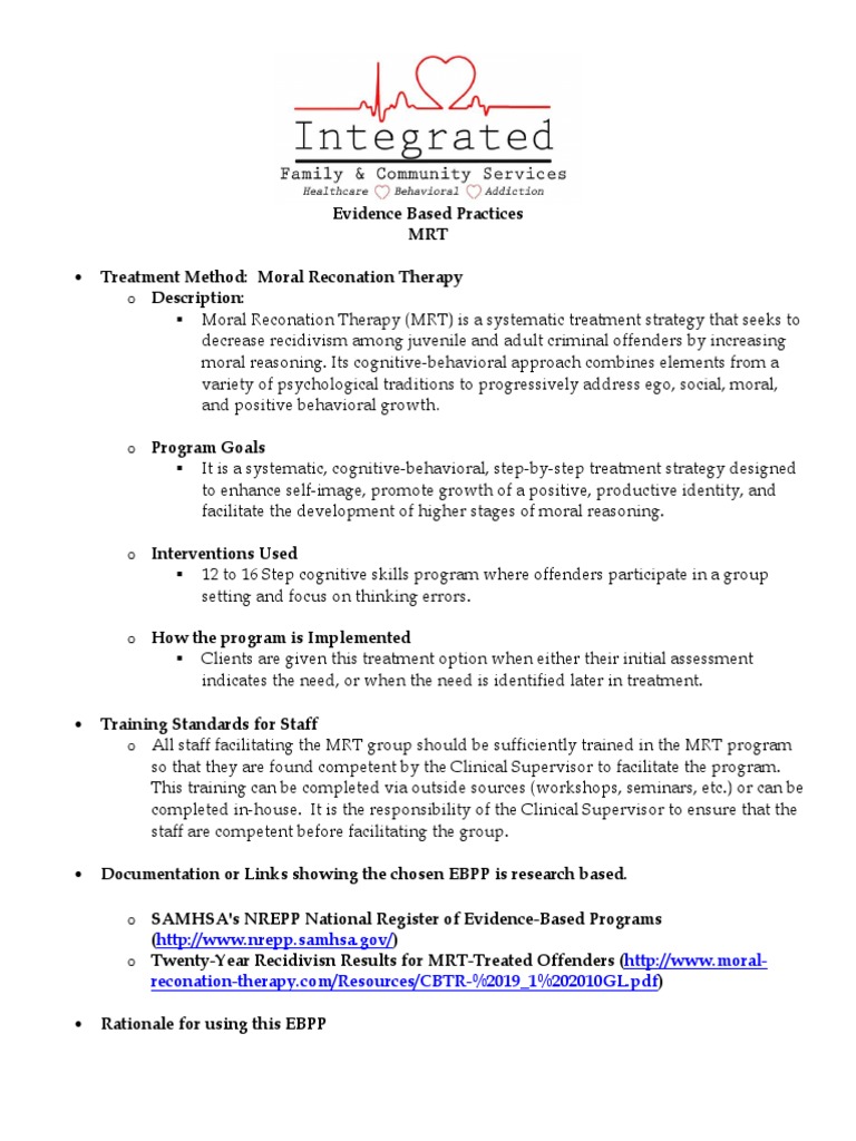 Moral Reconation Therapy MRT | PDF | Cognitive Behavioral Therapy ...