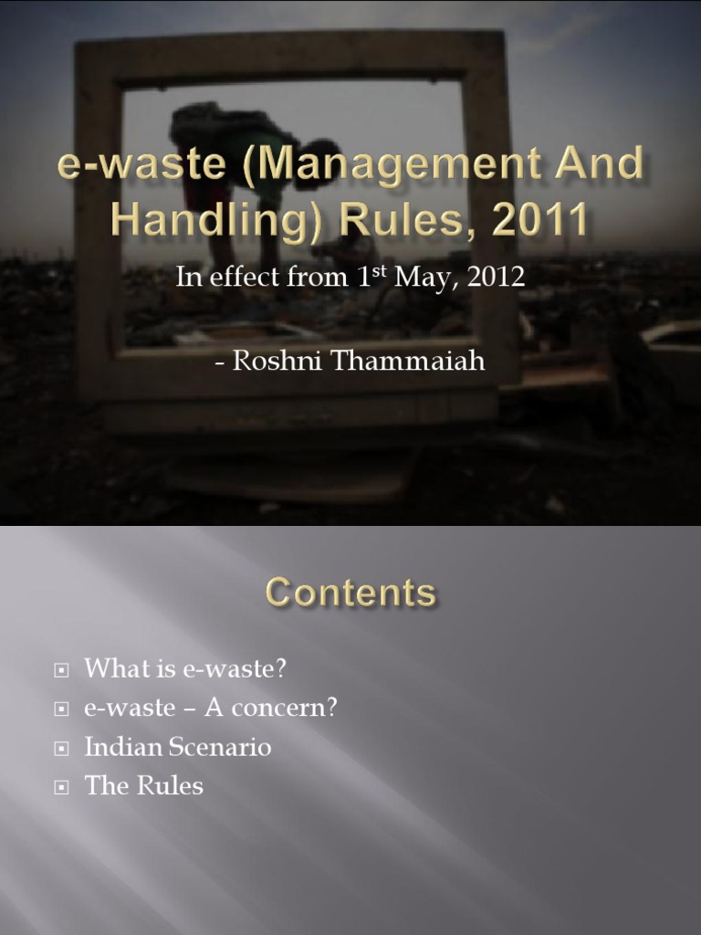 E-Waste (Management and Handling) Rules, 2011 | PDF | Electronic Waste ...