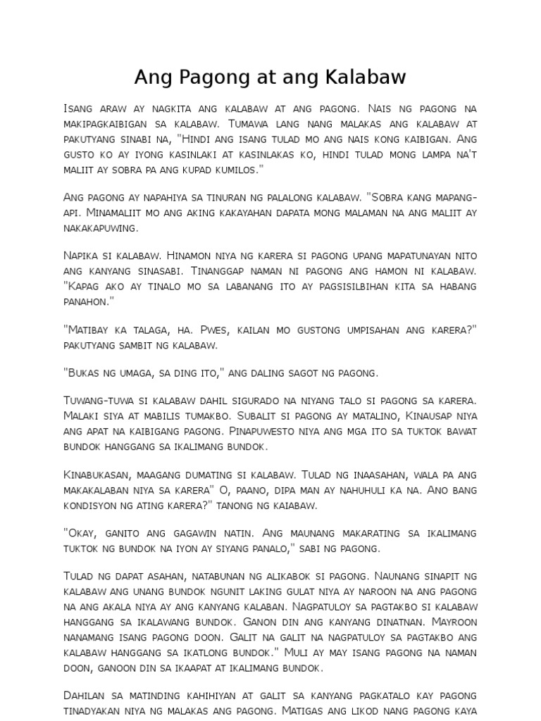 Ang Pagong at Ang Kalabaw | PDF