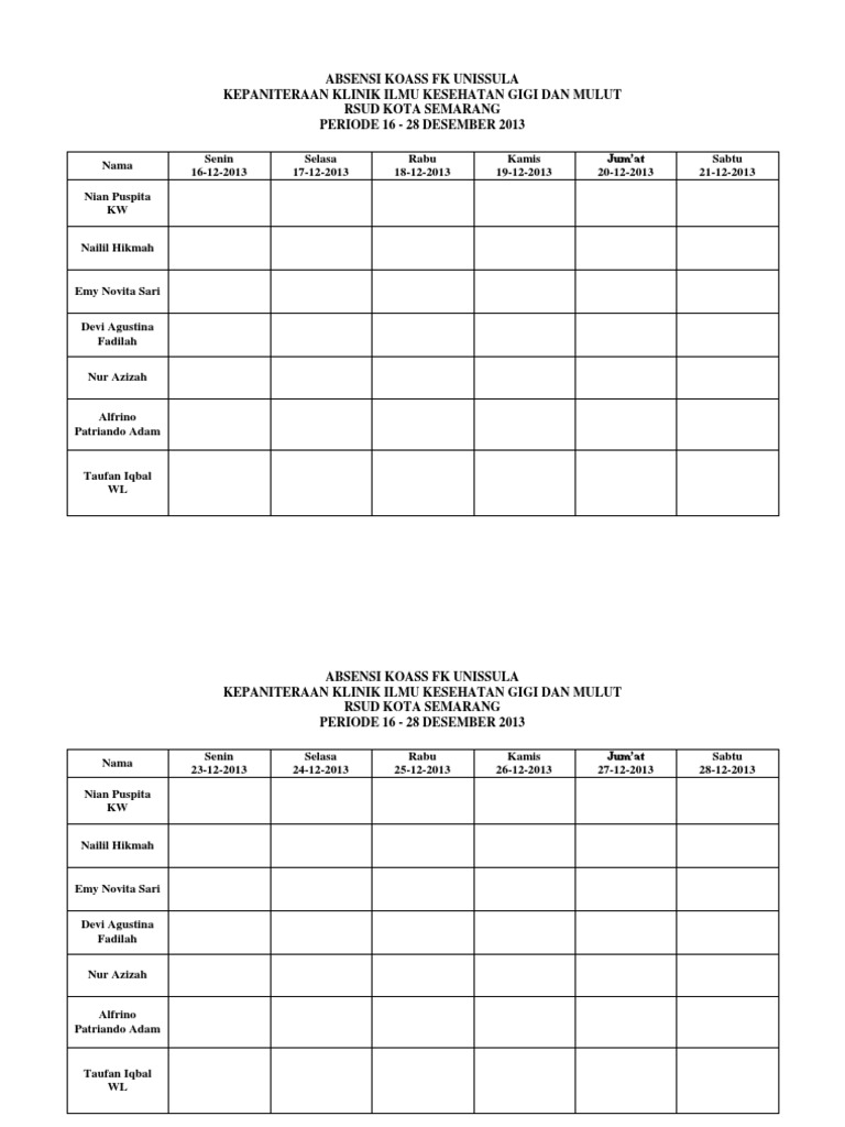 Absensi Koass FK Unissula | PDF