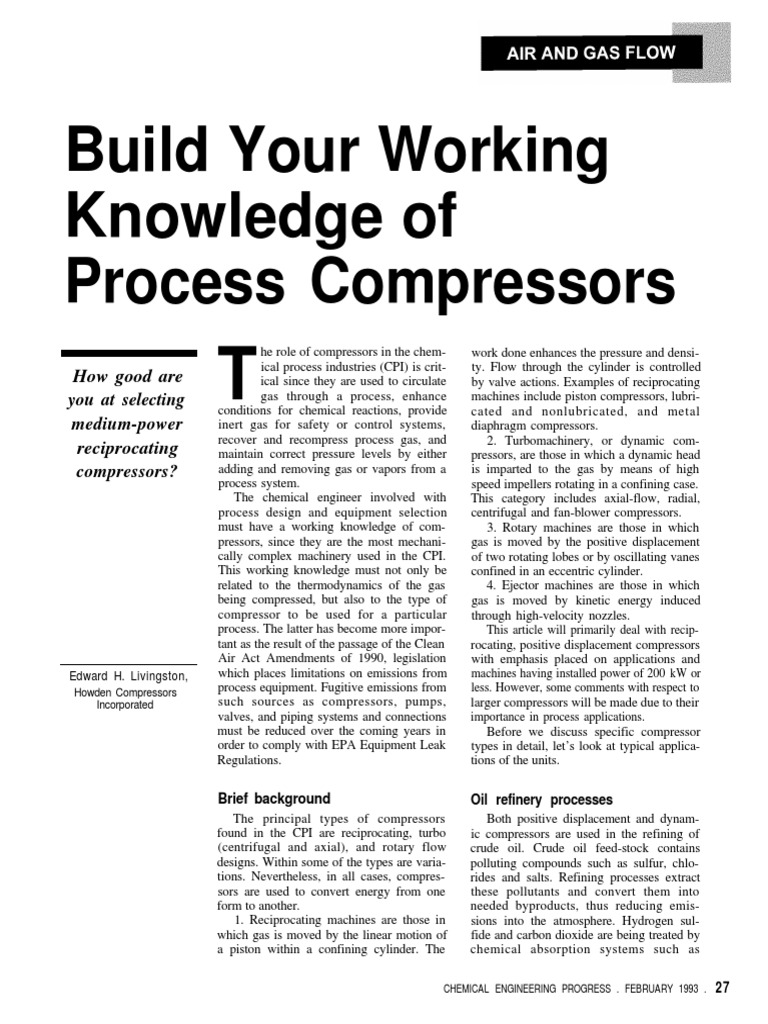 Process Compressors Theory - Air and Gas | PDF | Gas Compressor | Piston