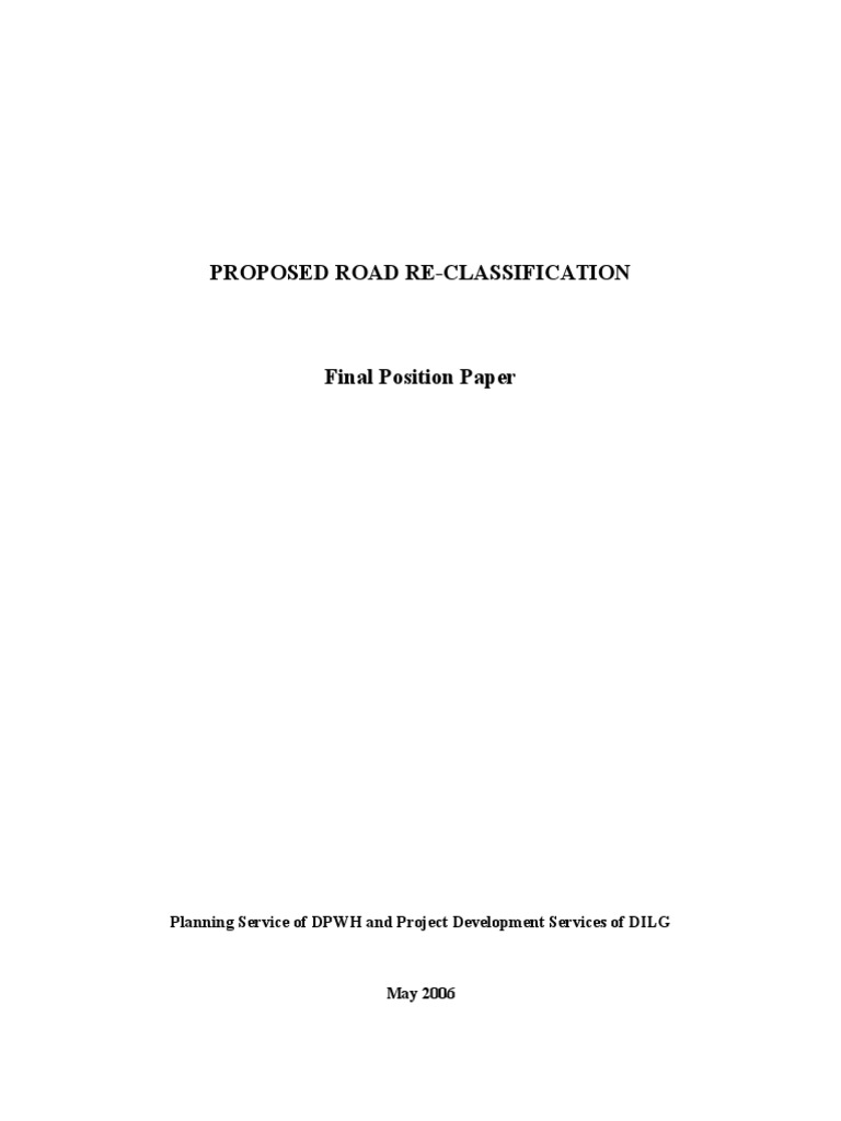 Proposed Road Re-Classification: Planning Service of DPWH and Project ...