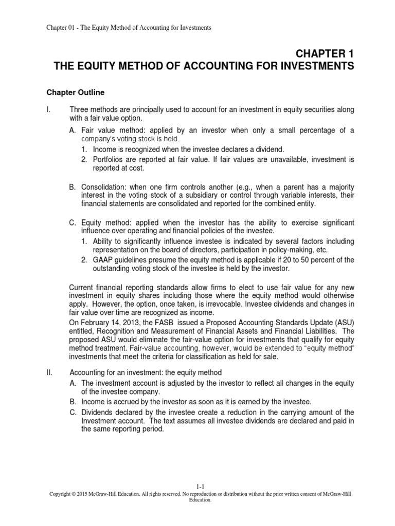 The Equity Method of Accounting For Investments: Chapter Outline | Download Free PDF | Book ...