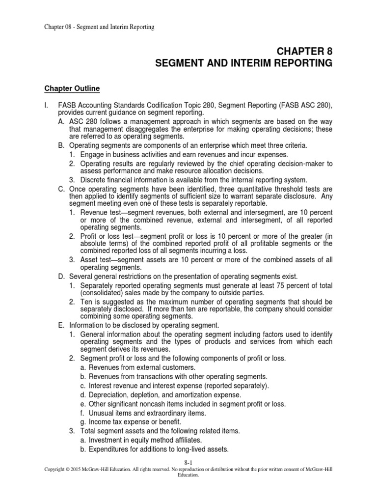 Segment and Interim Reporting: Chapter Outline | Download Free PDF | International Financial ...