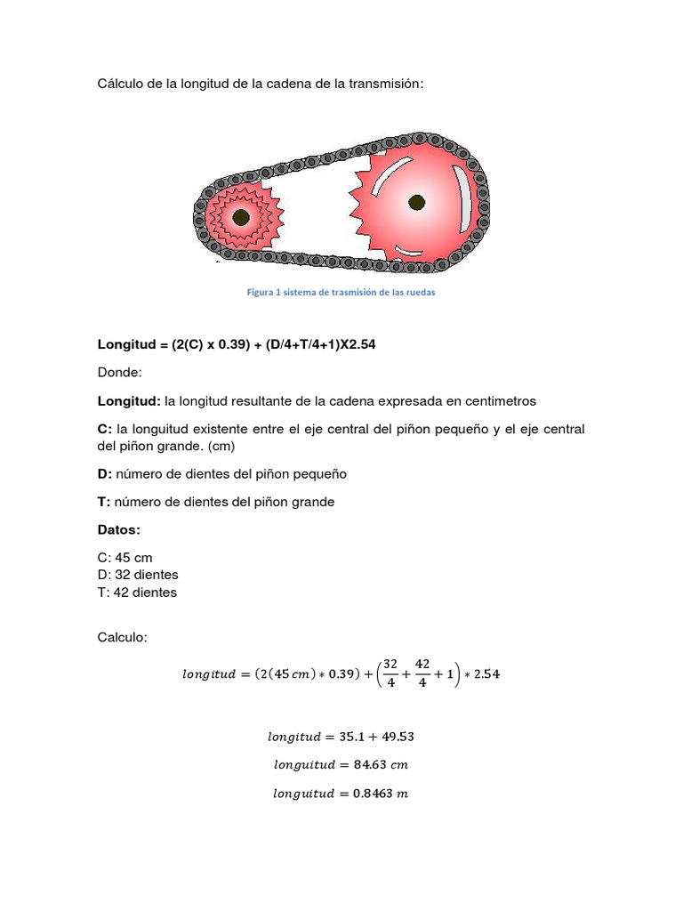 Cálculo de La Longitud de La Cadena de La Transmisión | PDF | Métodos y ...