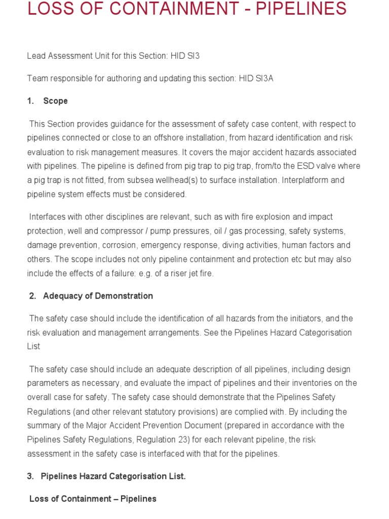 LOSS OF CONTAINMENT - PIPELINES | PDF | Pipeline Transport | Pipe (Fluid Conveyance)