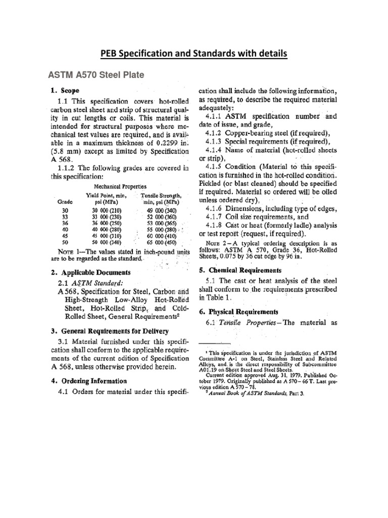 PEB Specification and Standards With Details | PDF | Structural Steel ...