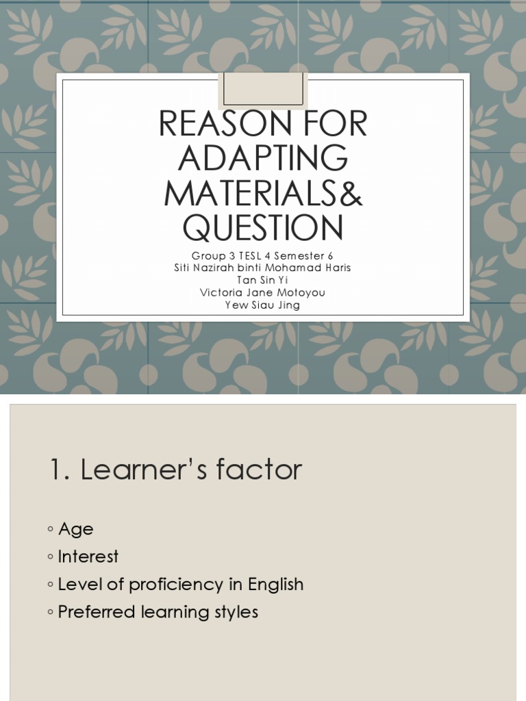 Adapting Materials for Diverse Learners | PDF | Education Theory | Pedagogy